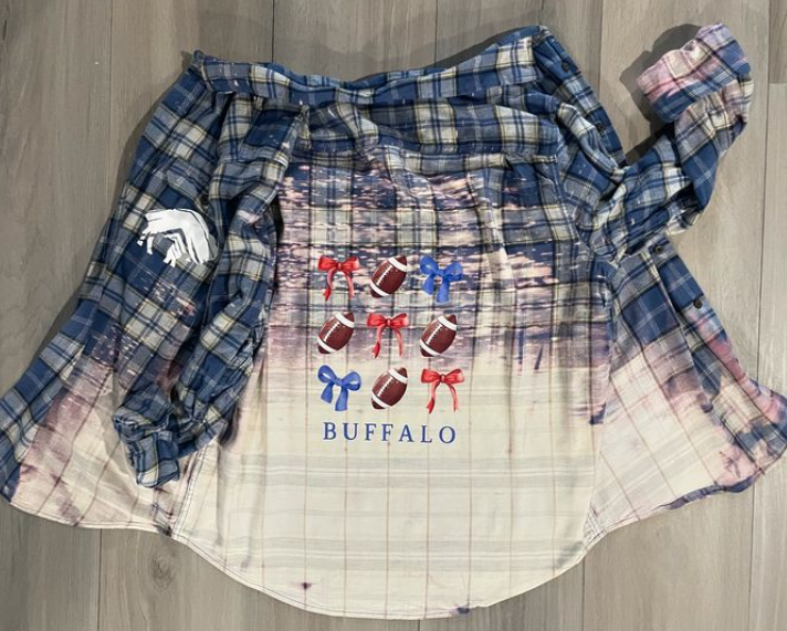 BLEACHED BACK FLANNEL "BUFFALO BOWS" in LIGHT BLUE – notabasicbleach